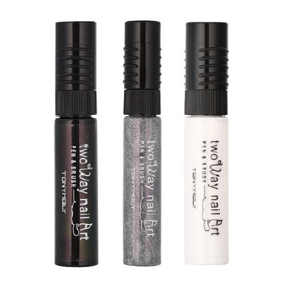 TONYMOLY Two-Way Nail Art Pen & Brush [Silver Pearl] | Hwahae Global